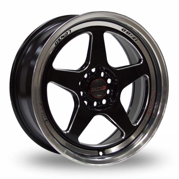Lenso Spec J (Special Offer) Black Polished Lip 17" Alloy Wheels ...