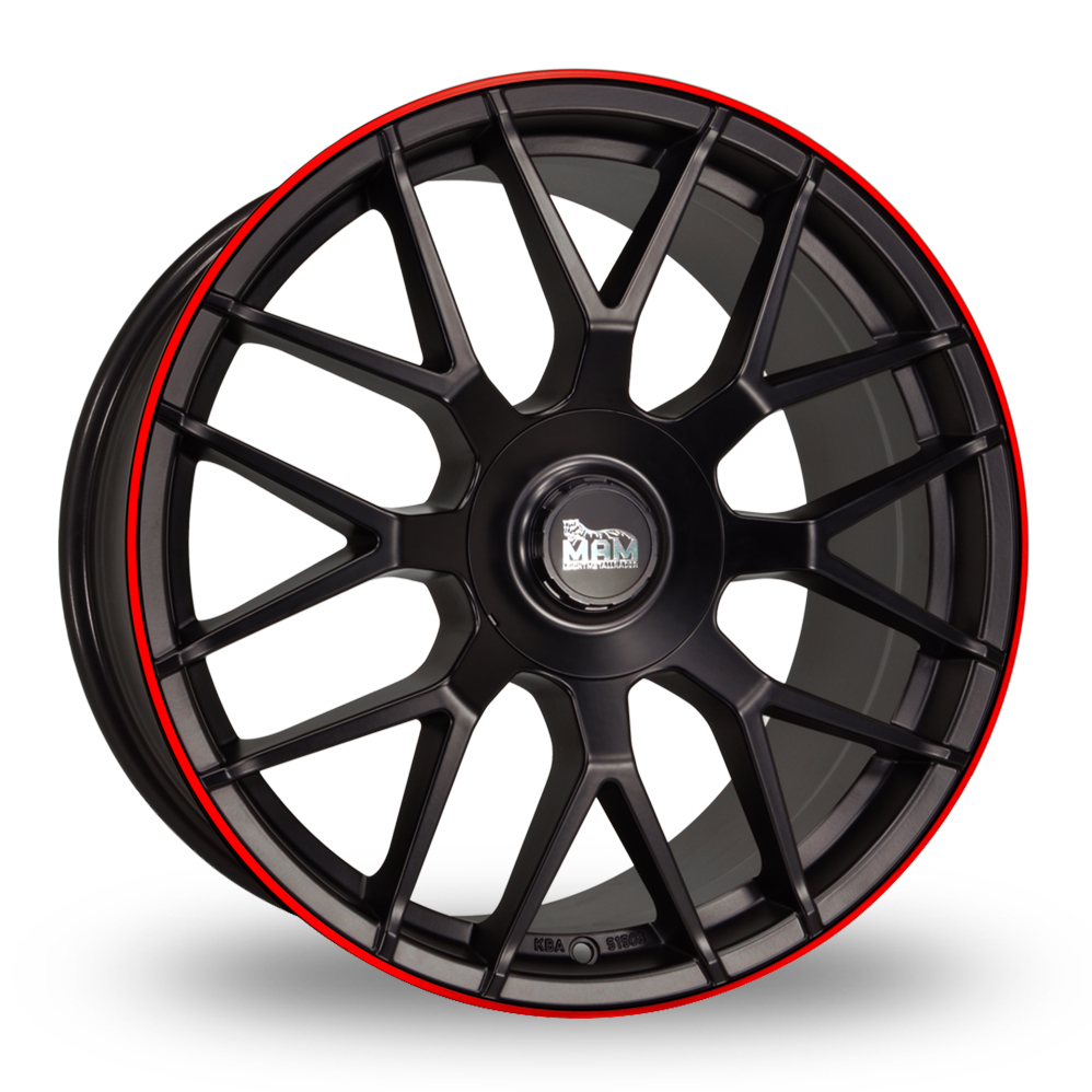 MAM GT1 Matt Black Lip Red 20" Alloy Wheels - Wheelbase