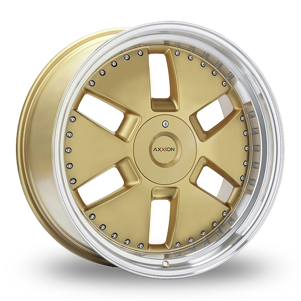 Axxion Y1 Gold Polished Lip 20" Wider Rear Alloy Wheels - Wheelbase