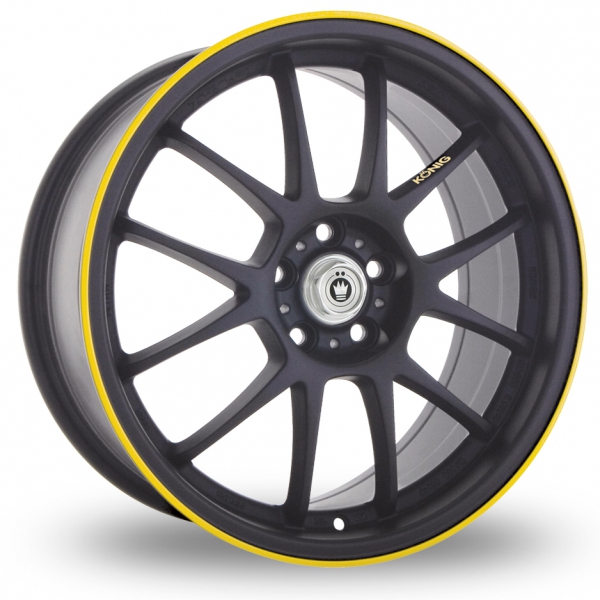 Konig Daylite Black Yellow 15" Alloy Wheels - Wheelbase
